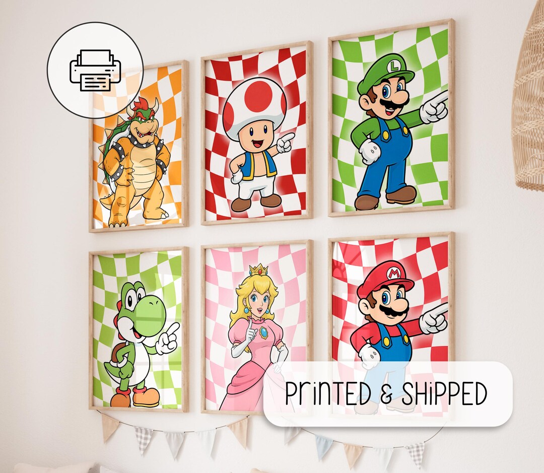 Cute Set of 6 Super Mario Posters - Prints for Kids, Super Mario ...