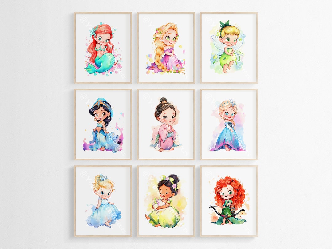 Cute Princesses Set of 9 Posters - Wall Art Decor - Girl Room Decor ...