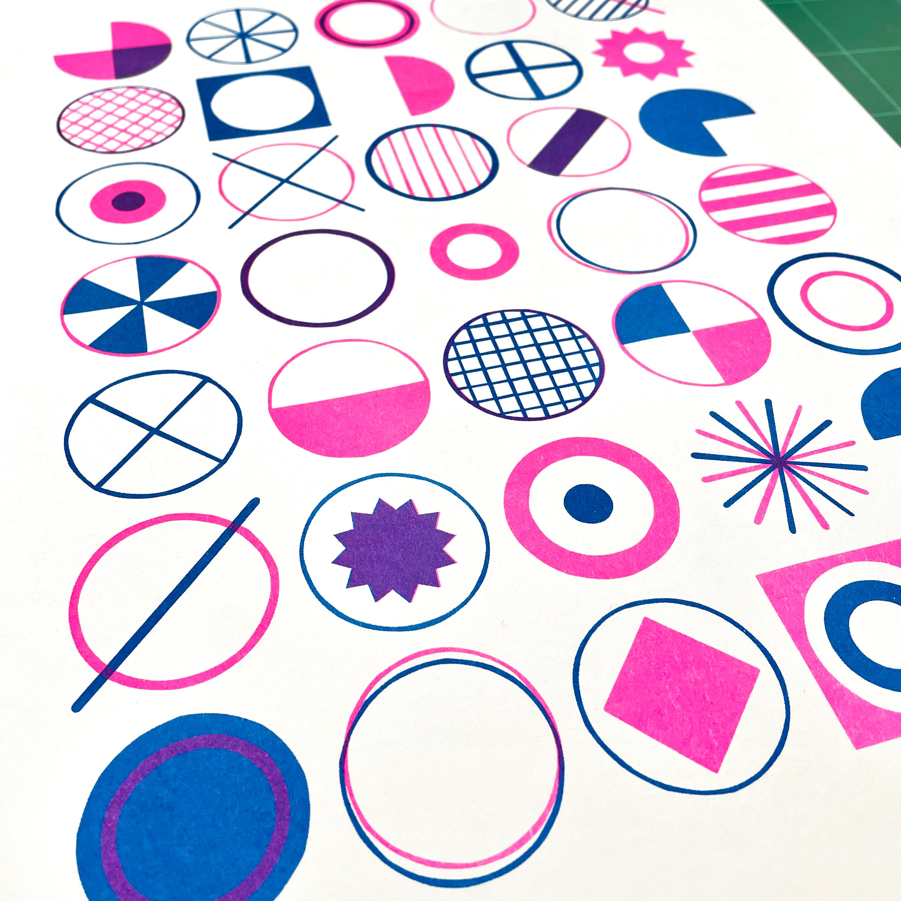 Circle Studies – A3 Two-colour Risograph Print – geometric Graphic ...