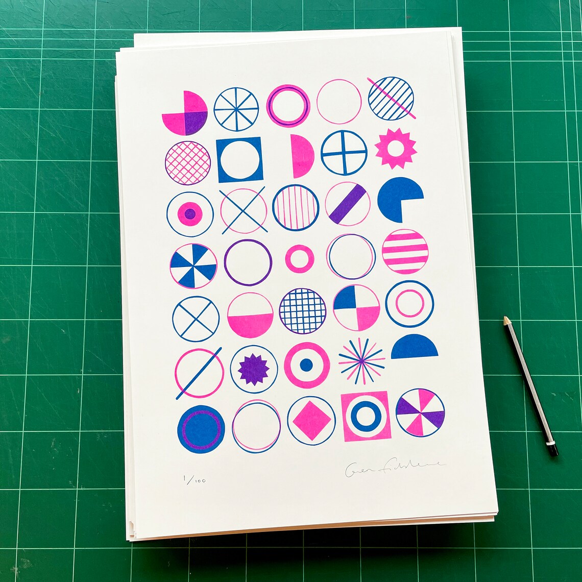 Circle Studies – A3 Two-colour Risograph Print – geometric Graphic ...