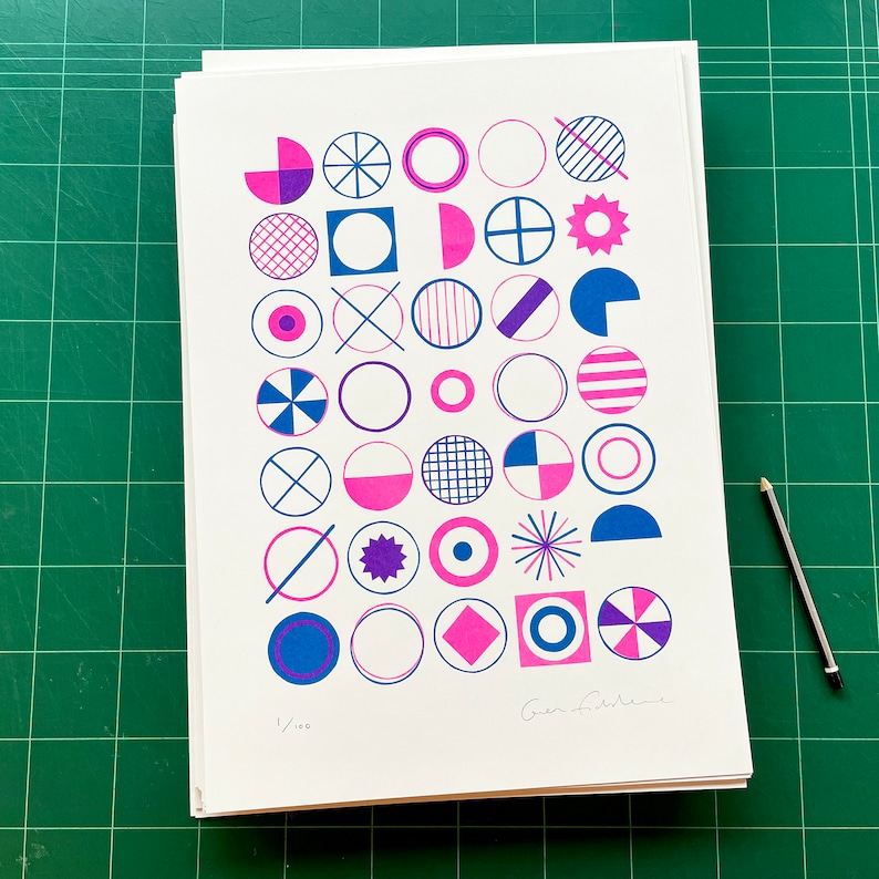 Circle Studies – A3 Two-colour Risograph Print – geometric Graphic ...