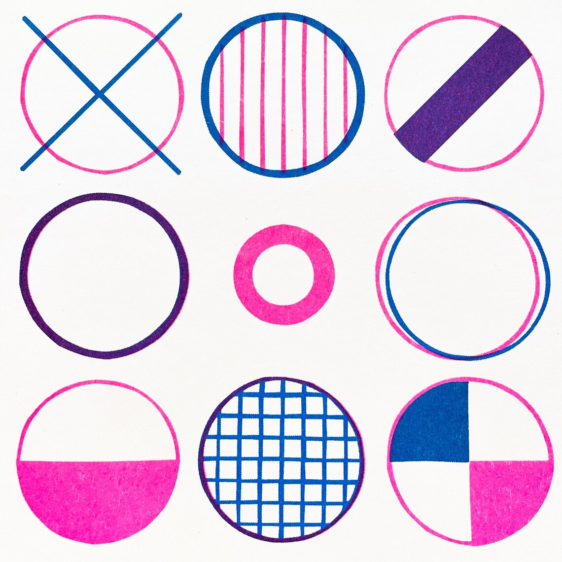 Circle Studies – A3 Two-colour Risograph Print – geometric Graphic ...
