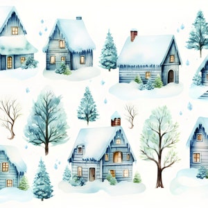 14 JPG Christmas Clipart Watercolor Bundle,winter Holiday Clipart ...