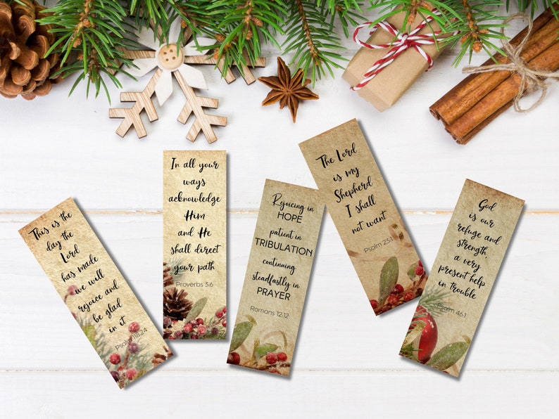 Printable Christmas Bible Verse Bookmarks, Christmas Gift, Book Lover ...