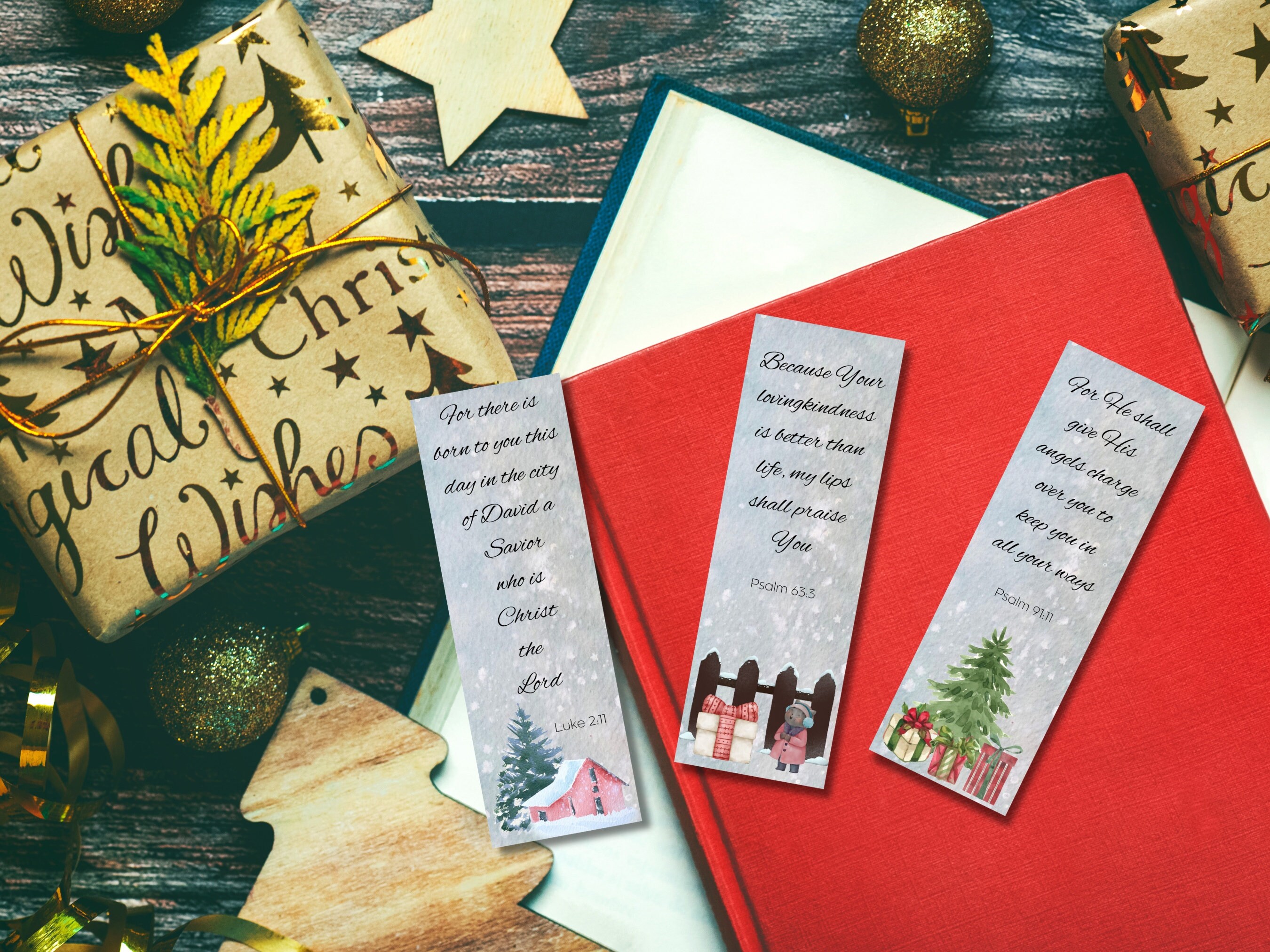 Christmas Bible Verse Bookmark, Printable Bookmark, Book Lover Gift ...