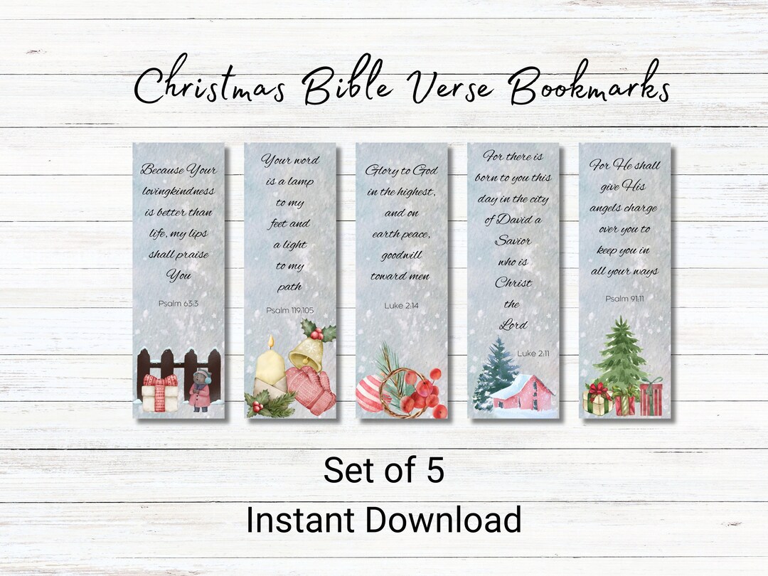 Christmas Bible Verse Bookmark, Printable Bookmark, Book Lover Gift ...