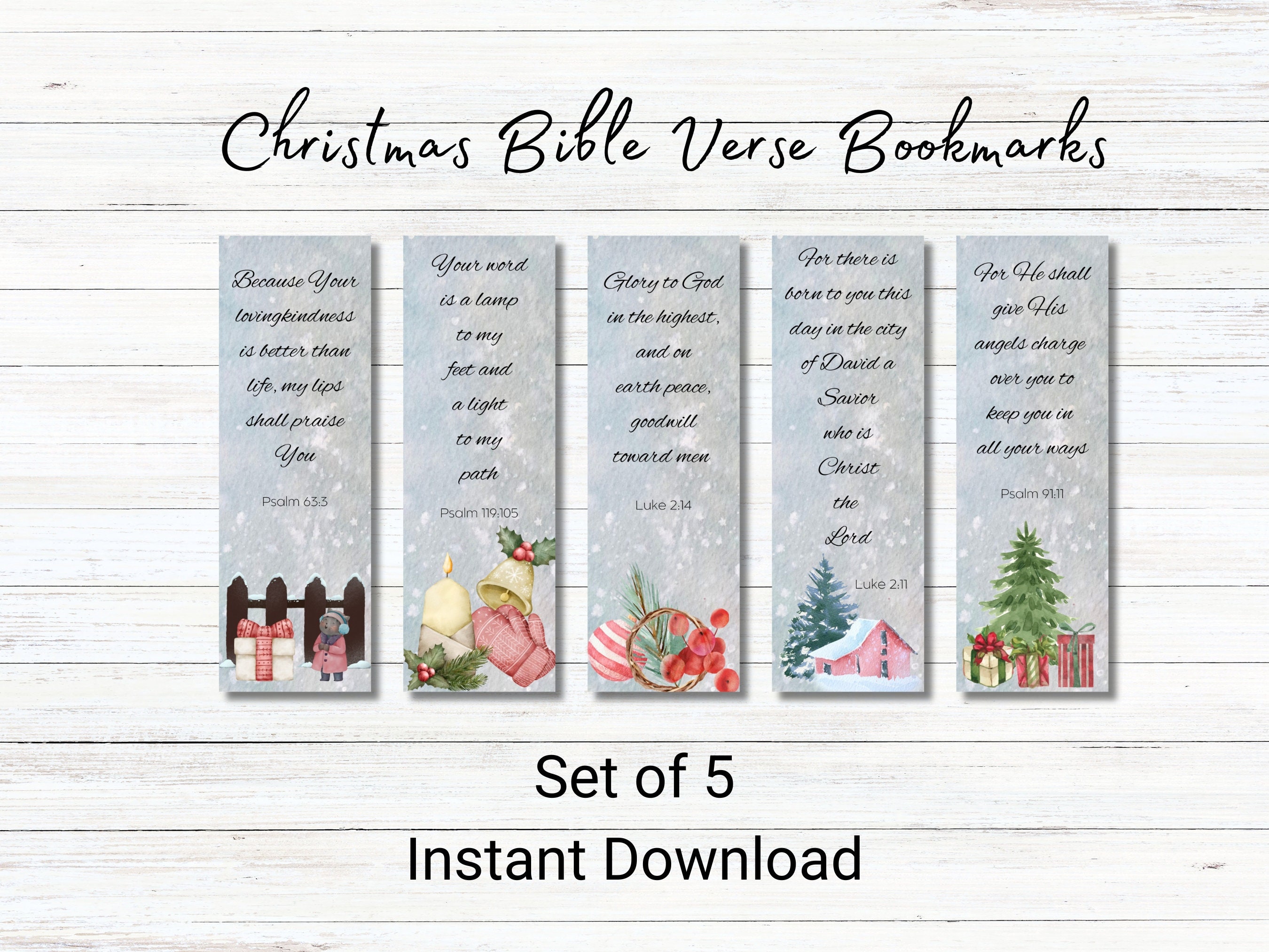 Christmas Bible Verse Bookmark, Printable Bookmark, Book Lover Gift ...