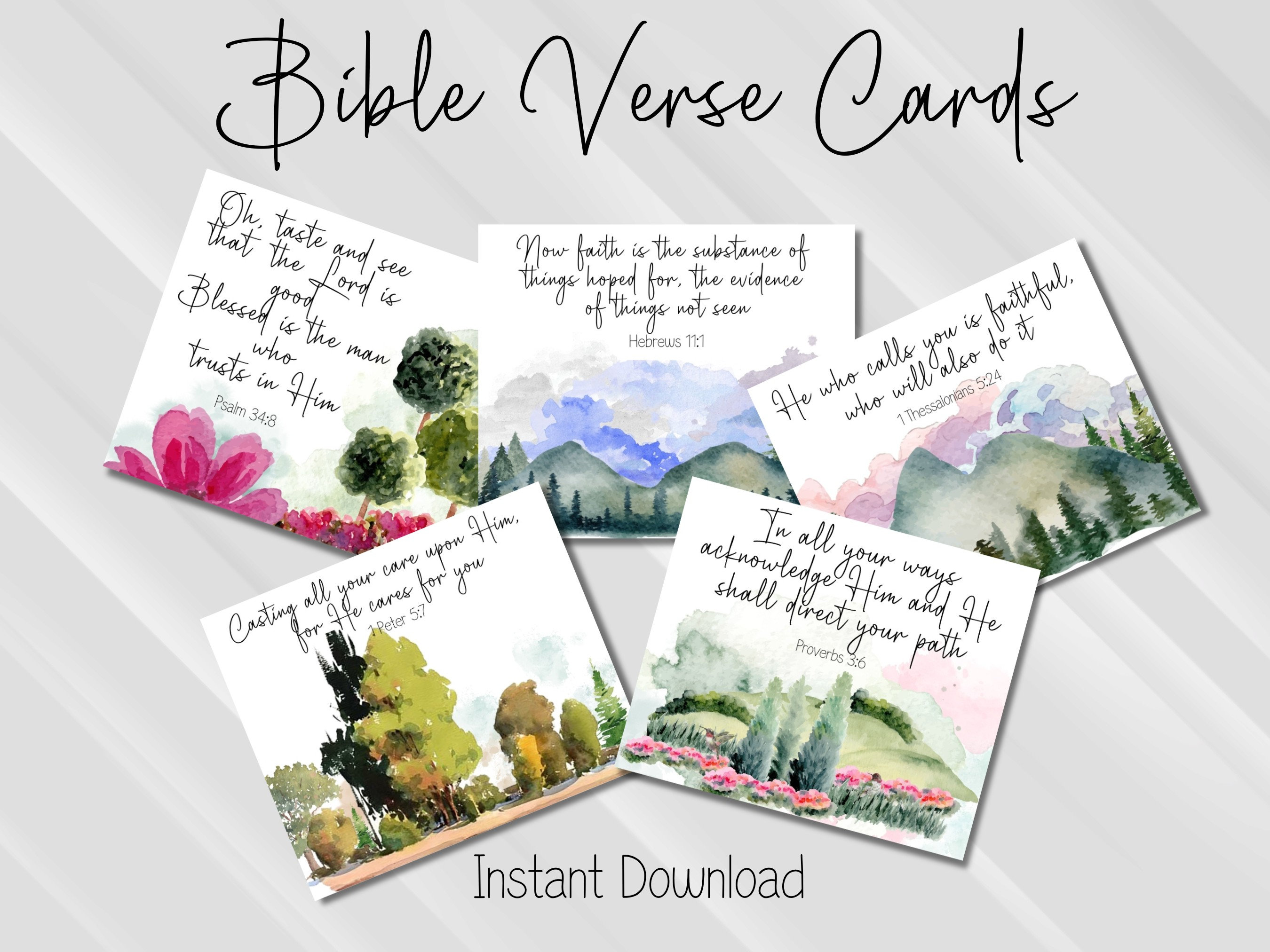 Bible Verse Printable Cards, Printable Scripture Cards, Christian Gift ...