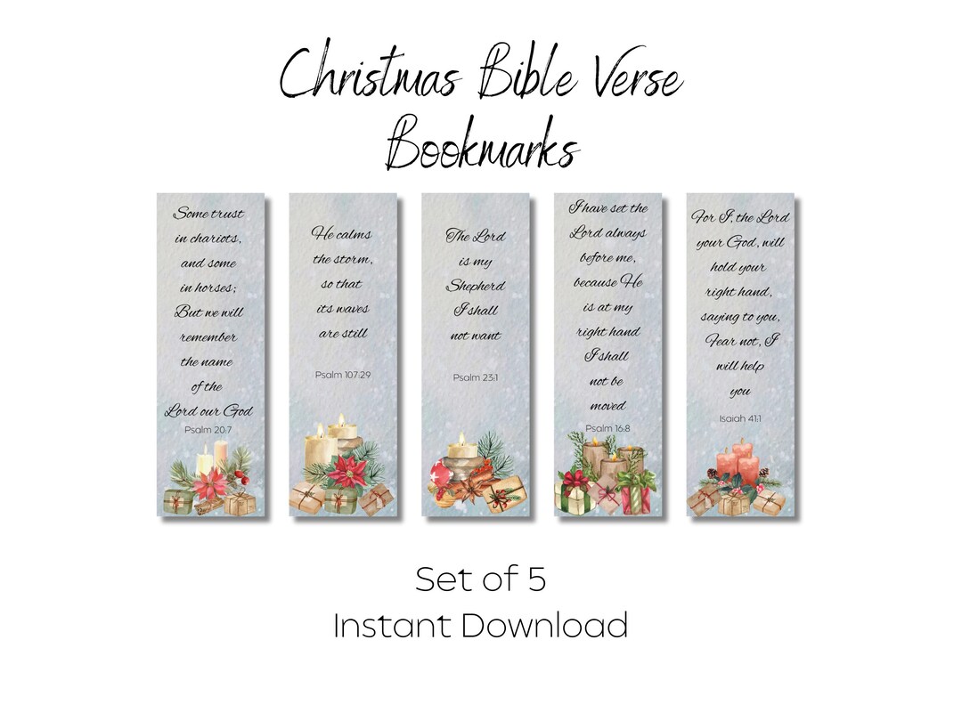 Christmas Bible Verse Bookmarks, Printable Bookmarks, Book Lover Gift ...