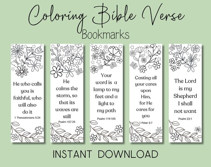 Coloring Bible Verse Bookmark | Printable Bookmark | DIY Bookmark ...
