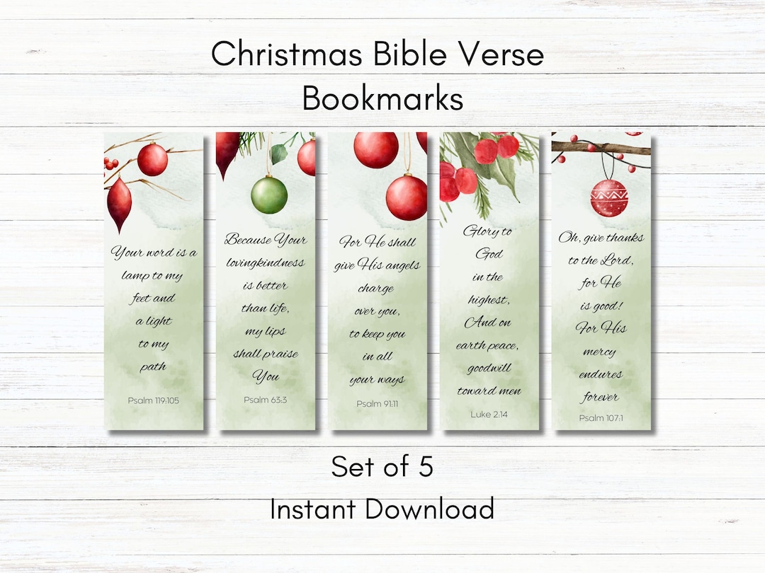 Christmas Bible Verse Bookmark, Printable Bookmark, Book Lover Gift ...