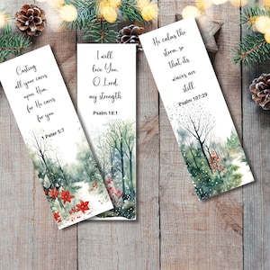Christmas Bible Verse Bookmarks, Printable Bookmarks, Book Lover Gift ...