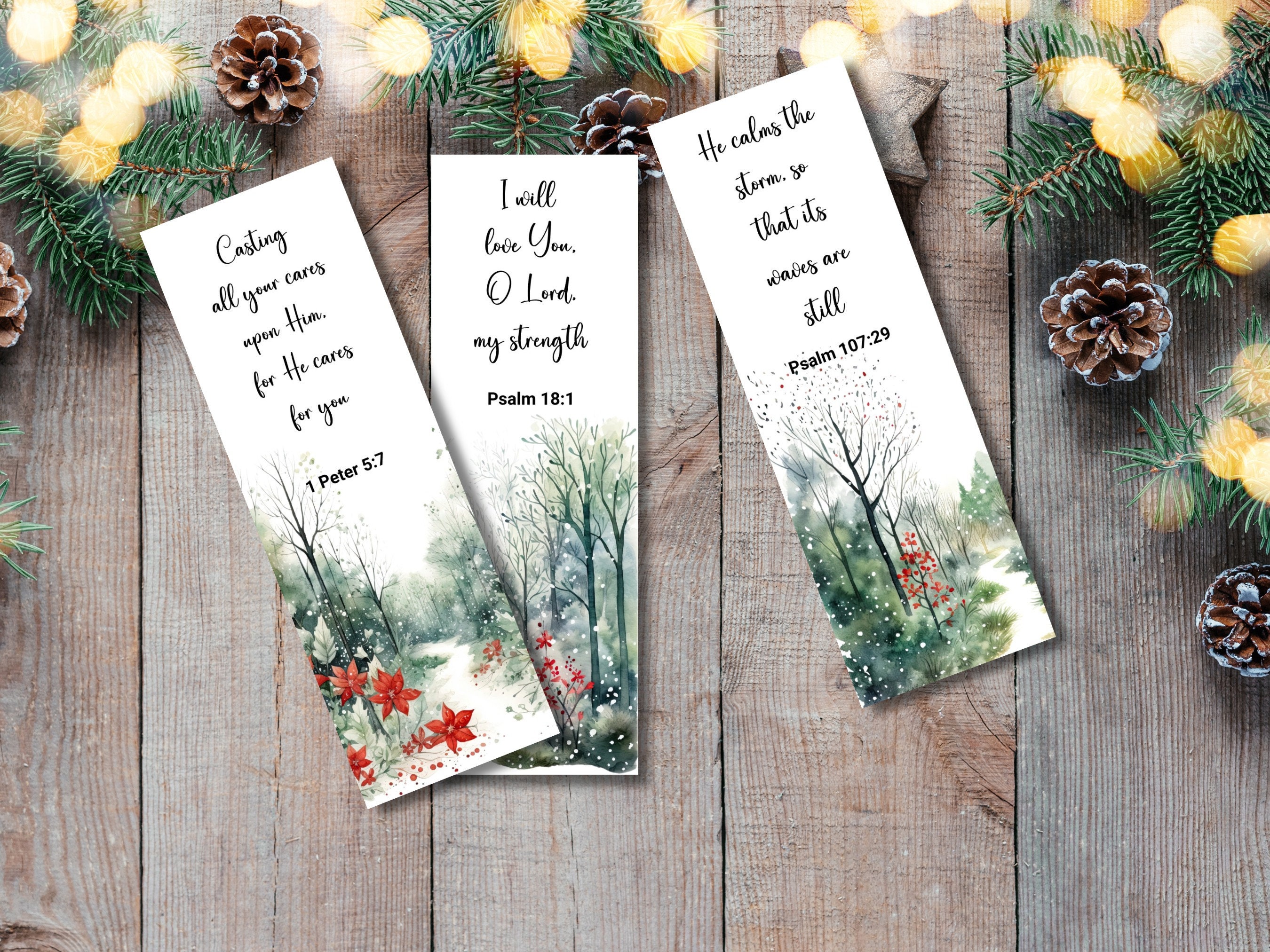 Christmas Bible Verse Bookmarks, Printable Bookmarks, Book Lover Gift ...