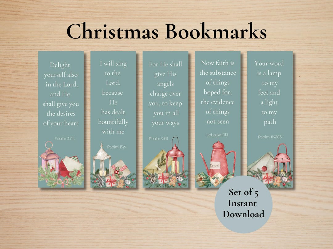 Christmas Bible Verse Bookmarks | Book Lover Gift | Printable Bookmarks ...