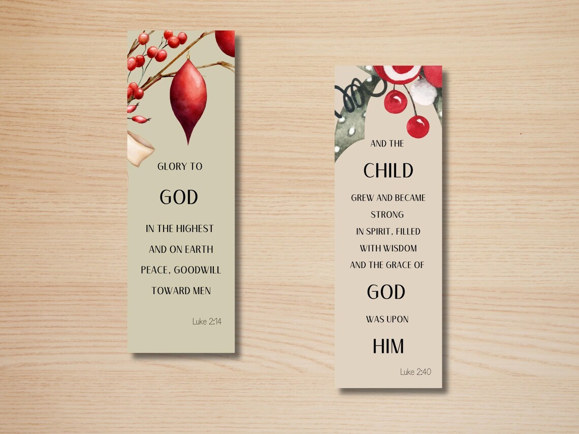 Bible Verse Bookmarks | Christmas Printable Bookmark | Christmas Gift ...