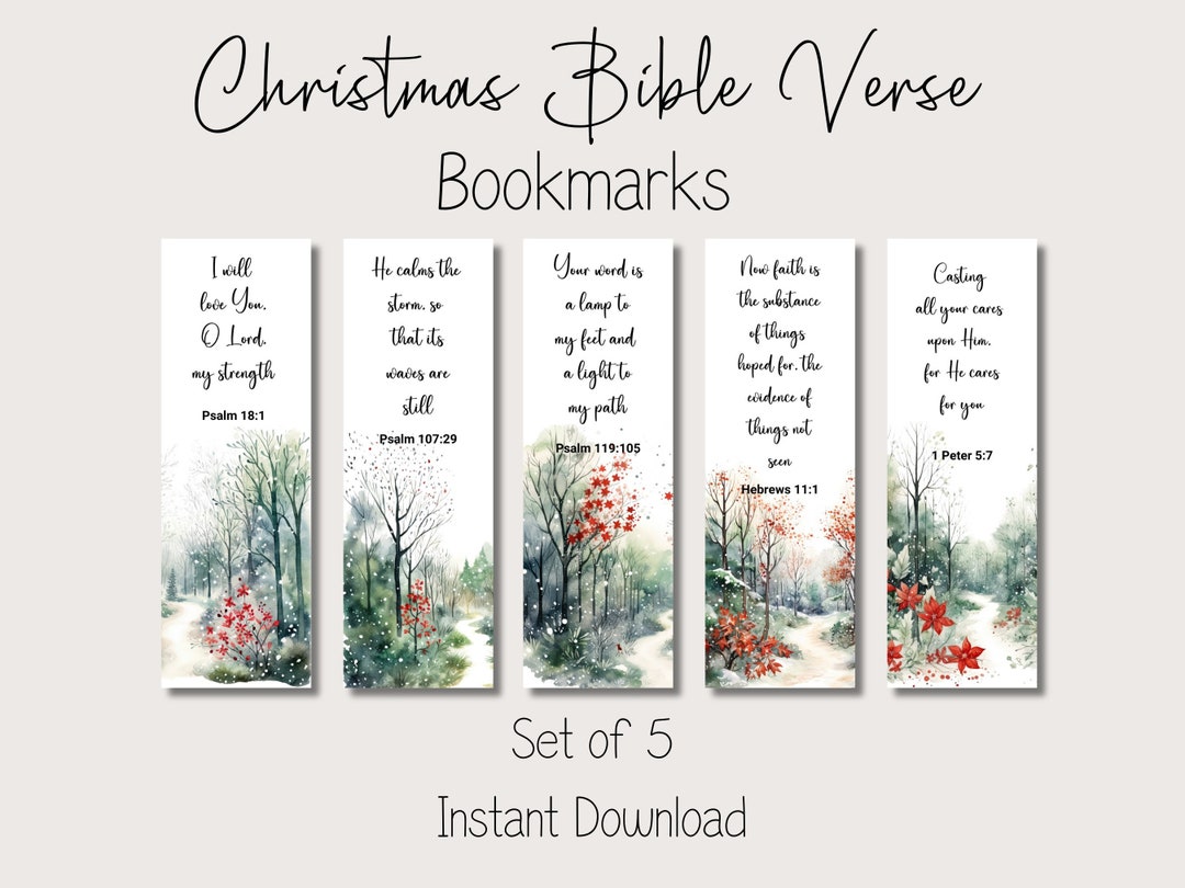 Christmas Bible Verse Bookmarks, Printable Bookmarks, Book Lover Gift ...
