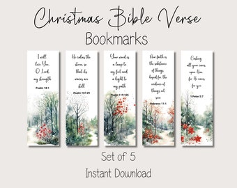 Printable Christmas Bible Verse Bookmarks, Christmas Gift, Book Lover ...