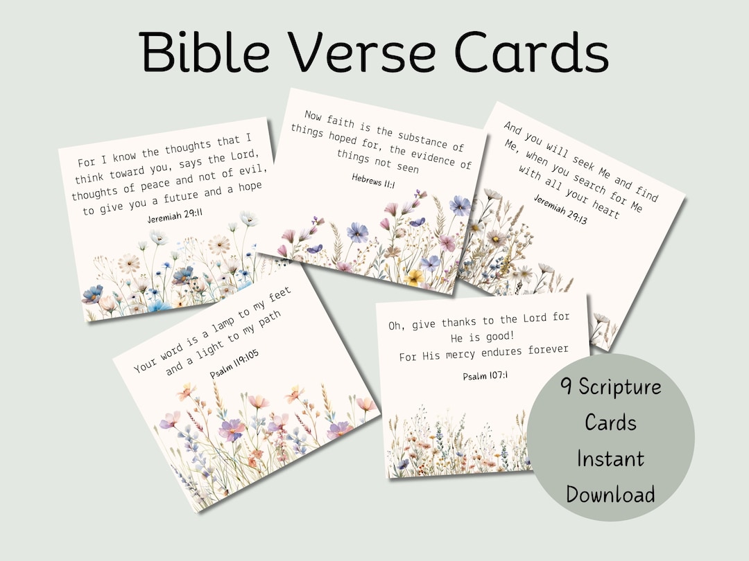 Water Color Bible Verse Cards | Floral Bible Verse Cards | Scripture ...