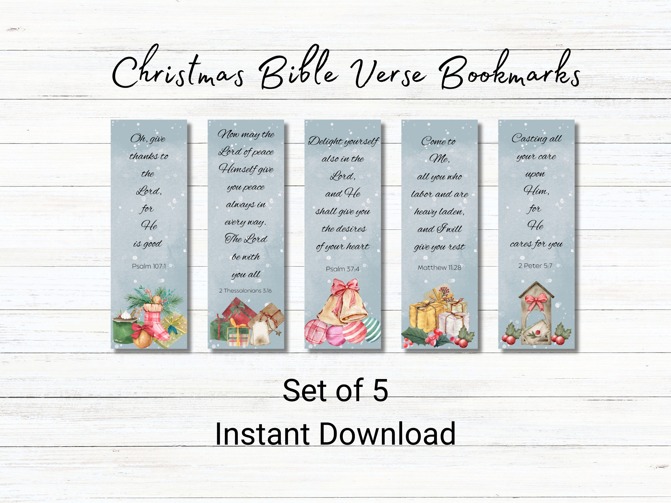 Christmas Bible Verse Bookmark, Printable Bookmark, Book Lover Gift ...