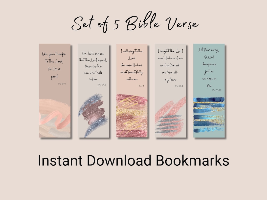 Printable Bible Verse Bookmarks | Set of 5 | Book Lover Gift | Bible ...