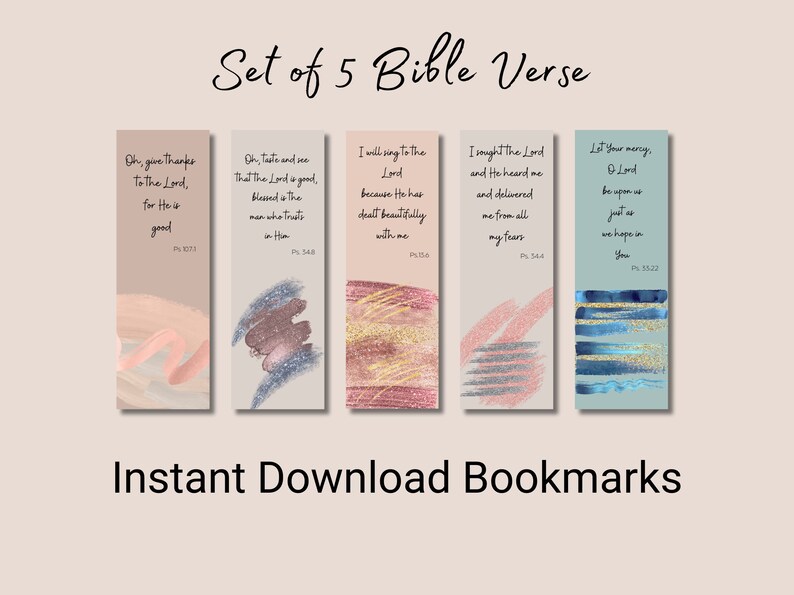 Printable Bible Verse Bookmarks | Set of 5 | Book Lover Gift | Bible ...