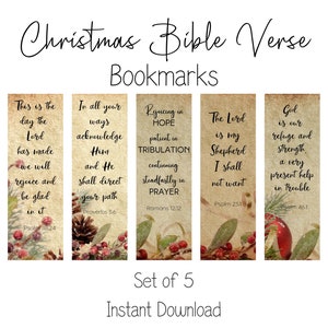 Printable Christmas Bible Verse Bookmarks, Christmas Gift, Book Lover ...