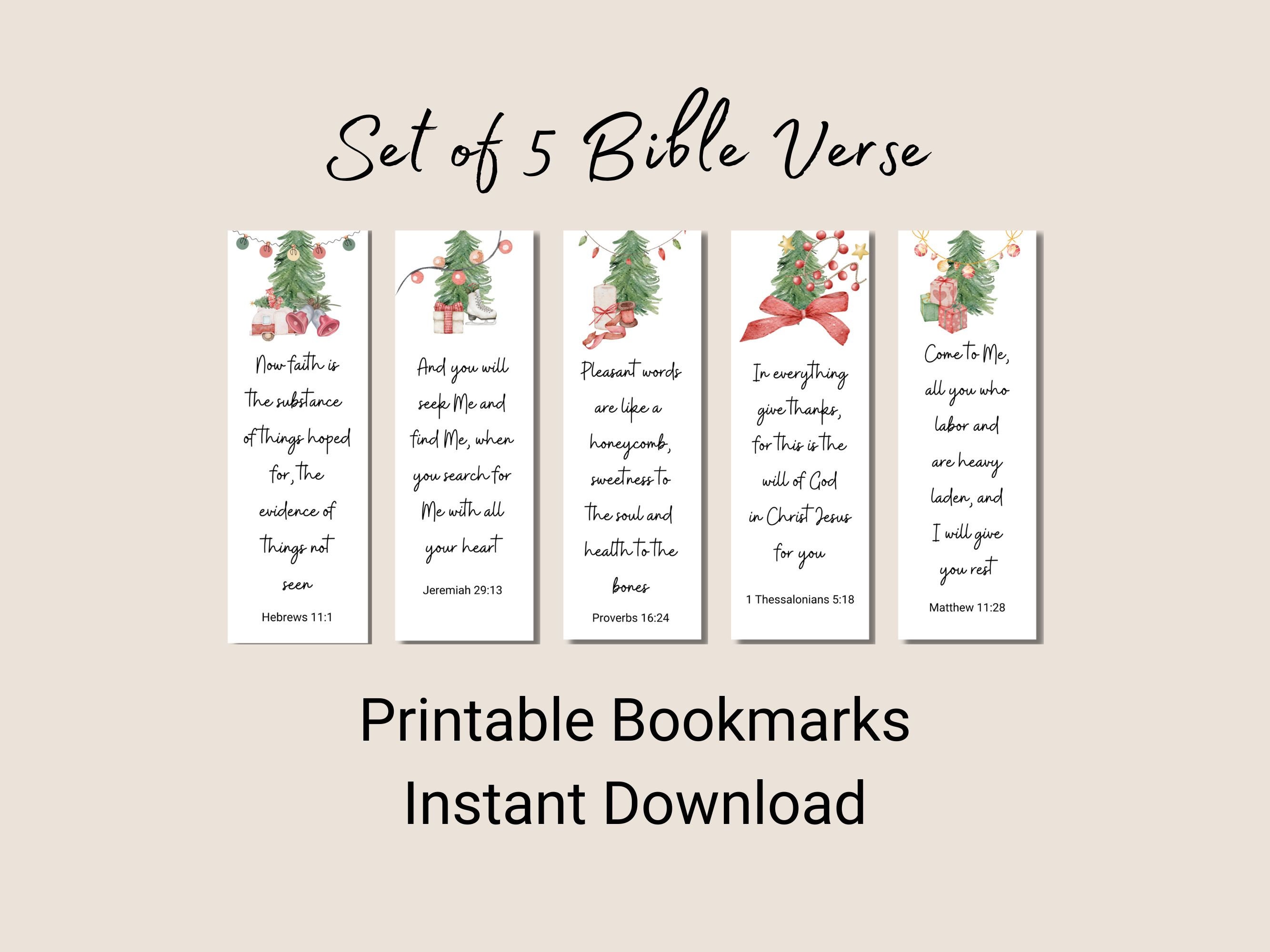 Printable Bible Verse Bookmarks, Christmas Bookmarks, Book Lover Gift ...