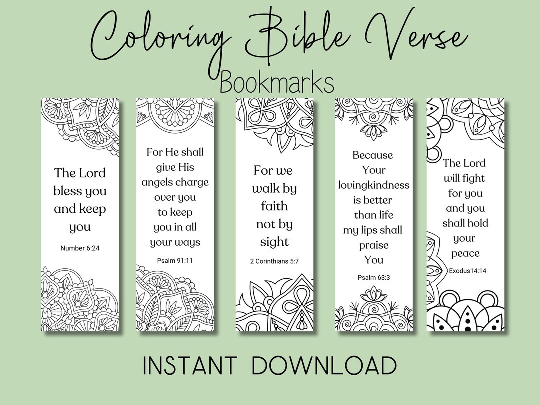 Coloring Bible Verse Bookmark | Printable Bookmark | DIY Bookmark ...