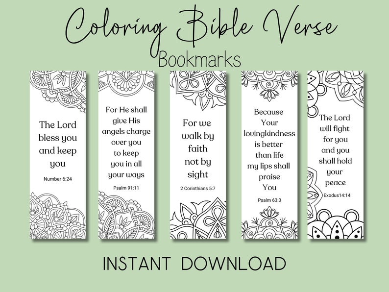 Coloring Bible Verse Bookmark | Printable Bookmark | DIY Bookmark ...