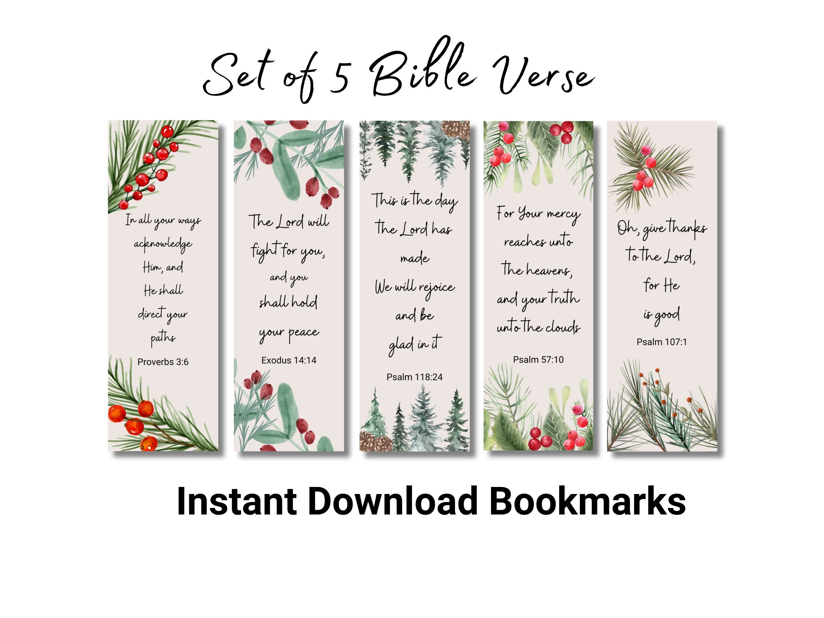 Bible Verse Bookmarks | Christmas Printable Bookmark | Christmas Gift ...