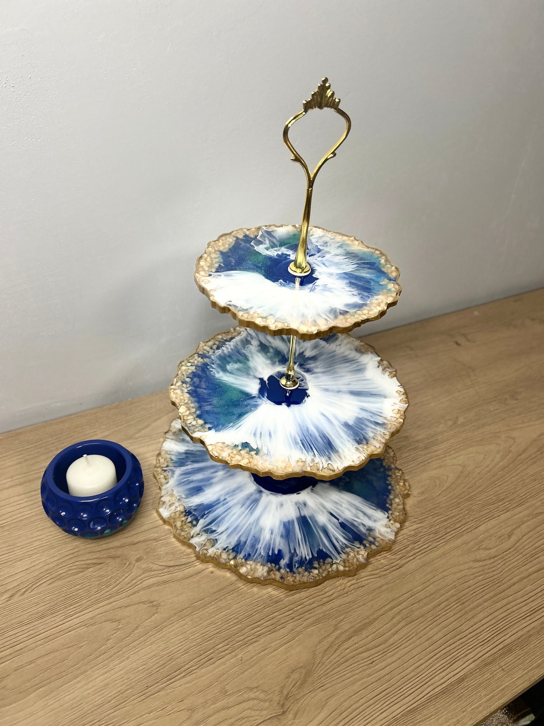 Handmade OCEAN Three-tier Display in Epoxy Resin Seafood Display ...