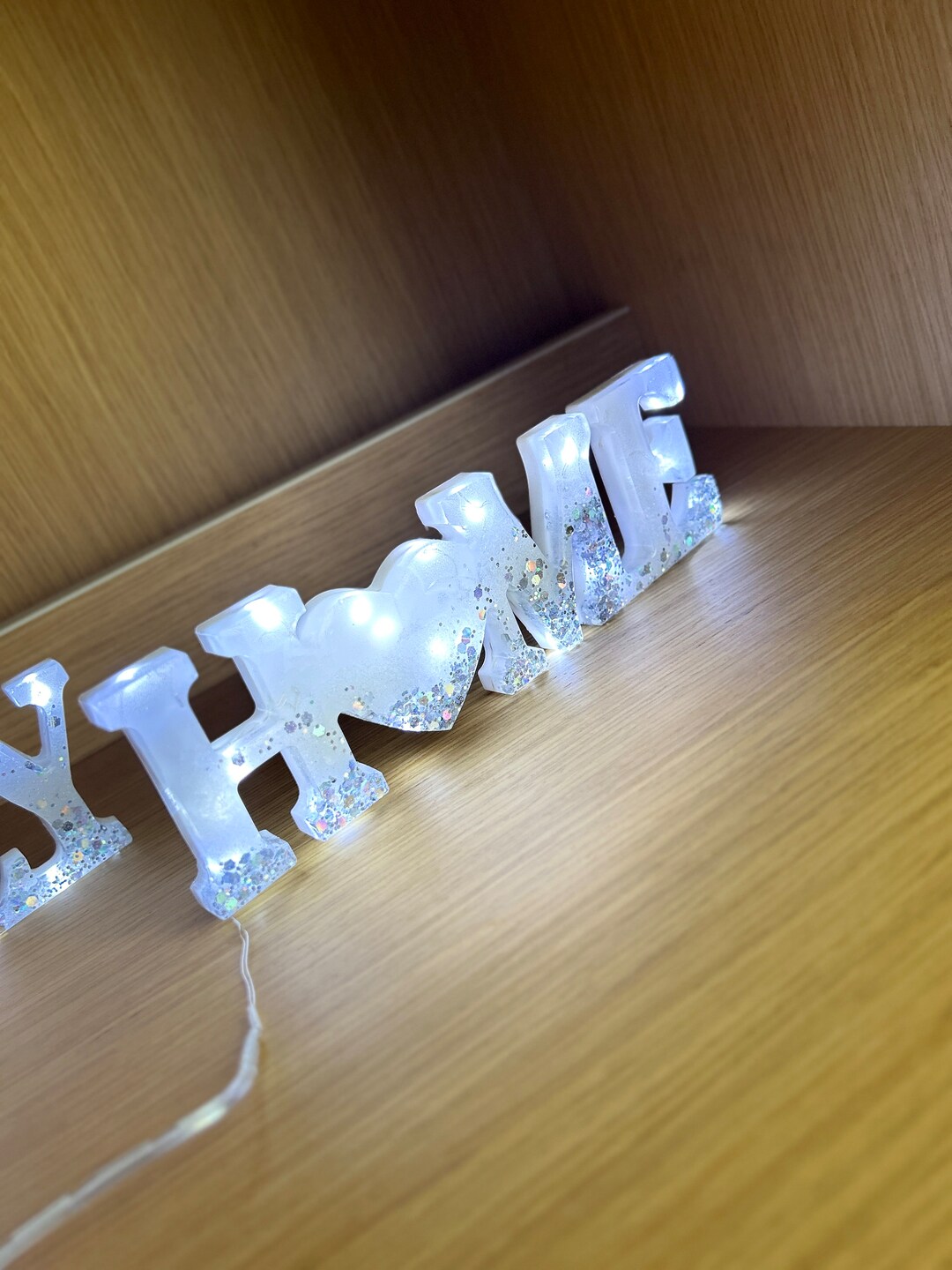 Decorative Lamp "home" With LED in Epoxy Resin | Cordless Light With ...