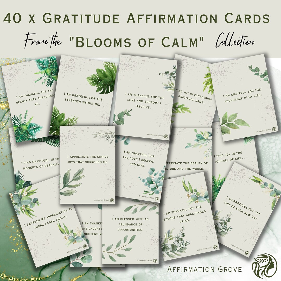 40 X Gratitude Affirmation Cards to Cultivate Thankfulness - From the ...