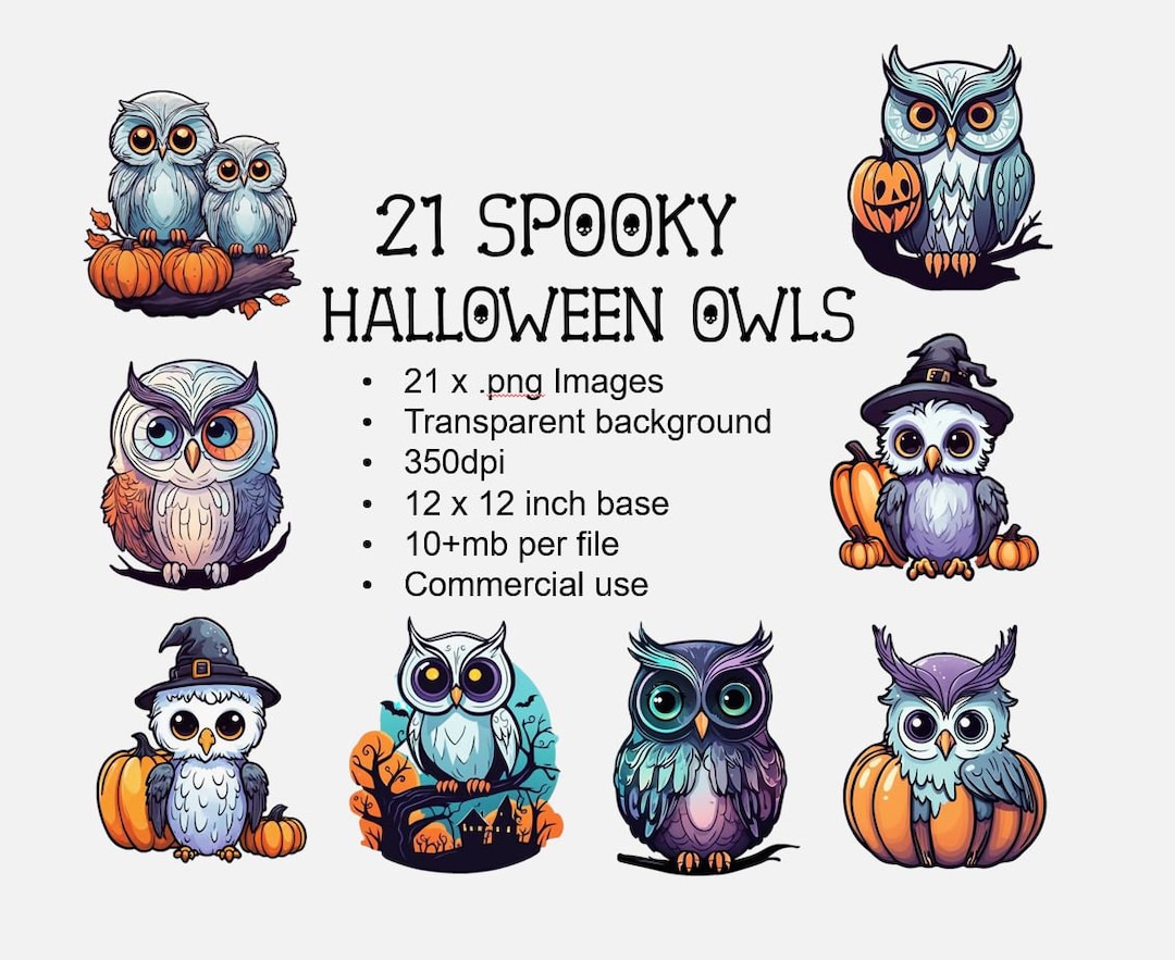 21 Spooky Cute Halloween Owls Clipart Digiart - Etsy