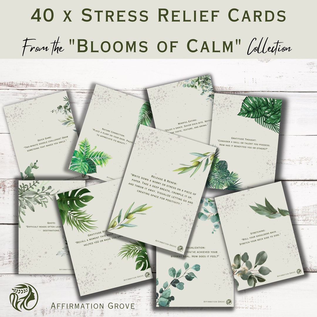 40 X Stress Relief Cards - "blooms of Calm" Includes Quotes ...