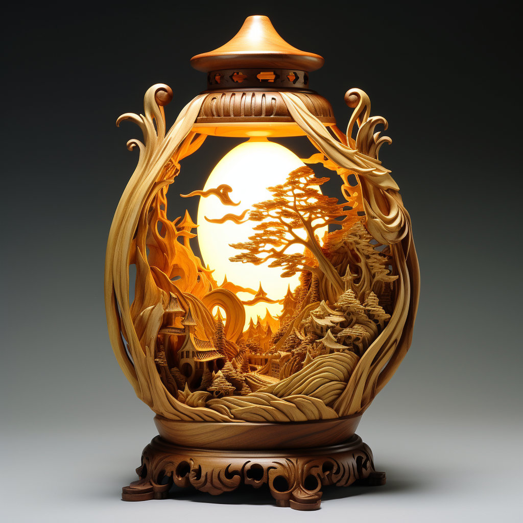 Exquisite Solid Wood Carved Lamp Decorations for Bedroom and - Etsy