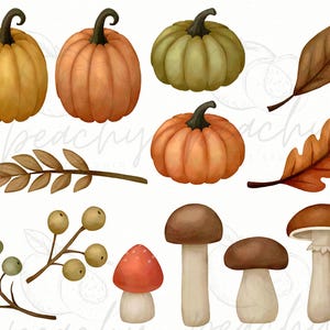 Watercolor Fall Nature Clipart Bundle, Autumn Season Theme PNG Files ...