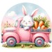 Watercolor Easter Bunny Truck Clipart, Pink Easter Truck PNG, Spring ...
