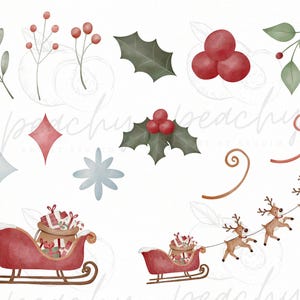 Watercolor North Pole Clipart Bundle, Christmas Theme PNG Files, Santa ...