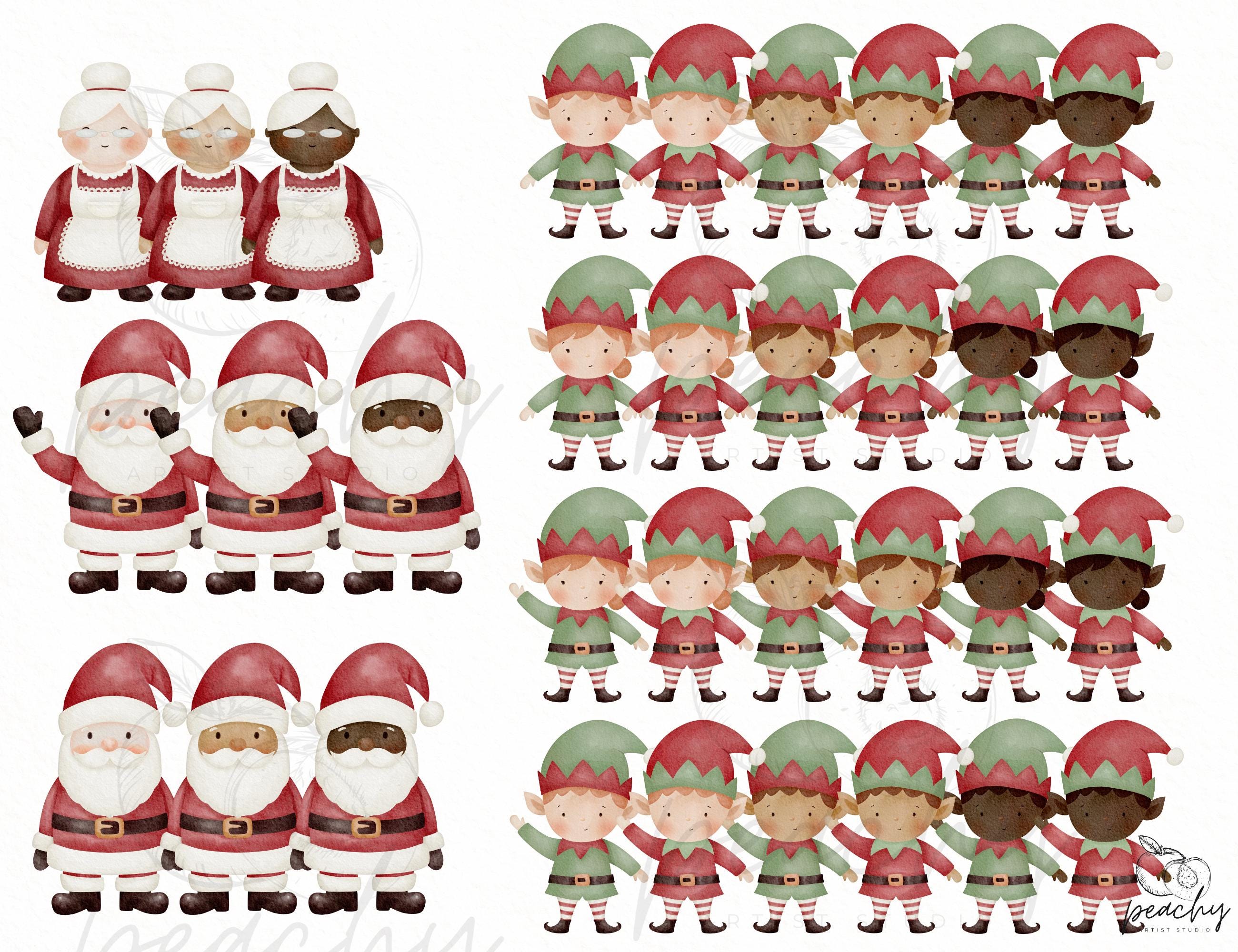 Watercolor North Pole Clipart Bundle, Christmas Theme PNG Files, Santa ...