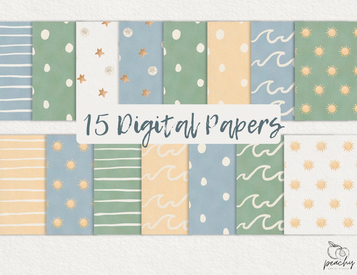 Beach Watercolor Clipart Bundle, Summer Theme PNG Files, Sun Shine ...