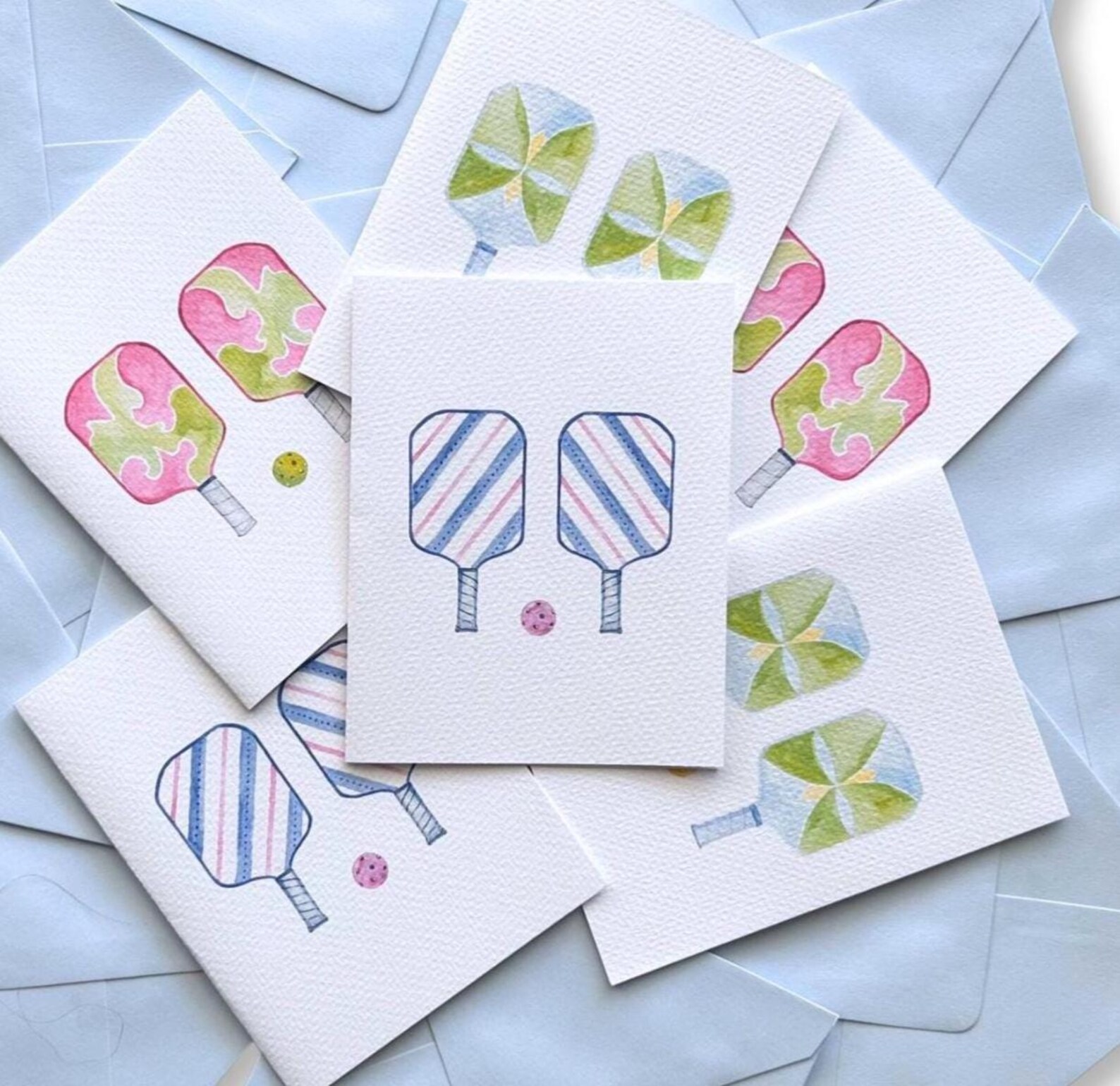 Pickleball Gift, Pickle Note Card Set, Handmade Watercolor Cards, Team ...