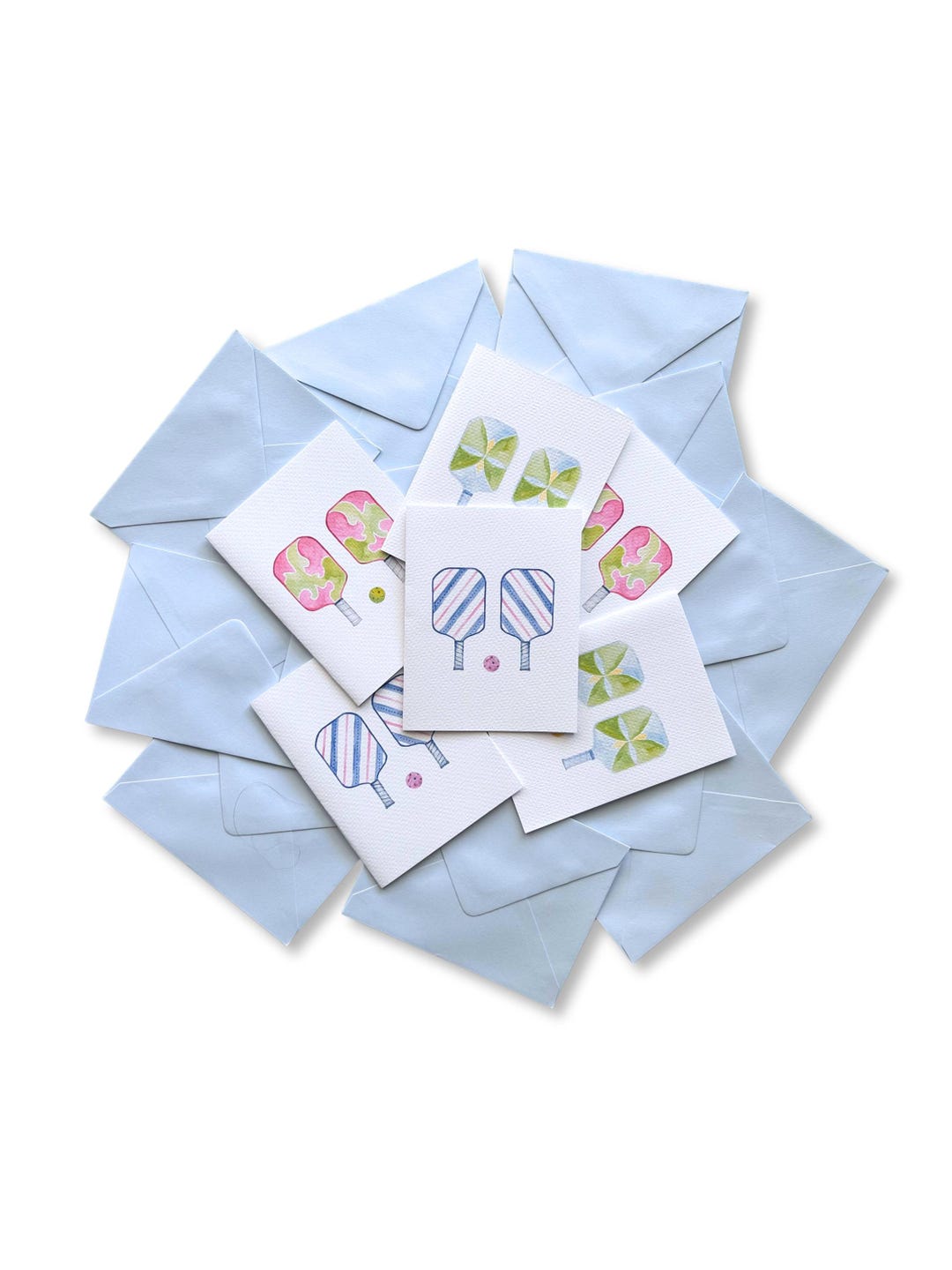 Pickleball Note Card Set (6), Handmade Watercolor Pickle Ball, Sporty ...