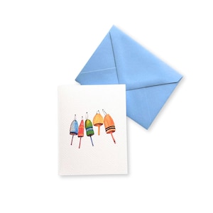 Watercolor Coastal Note Cards: Shells and Buoys Stationery - Etsy