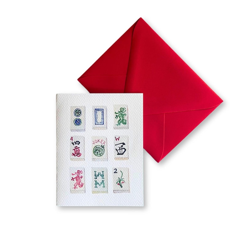 Mah Jongg Note Card Set: Handmade Watercolor Stationery Gift - Gift for ...