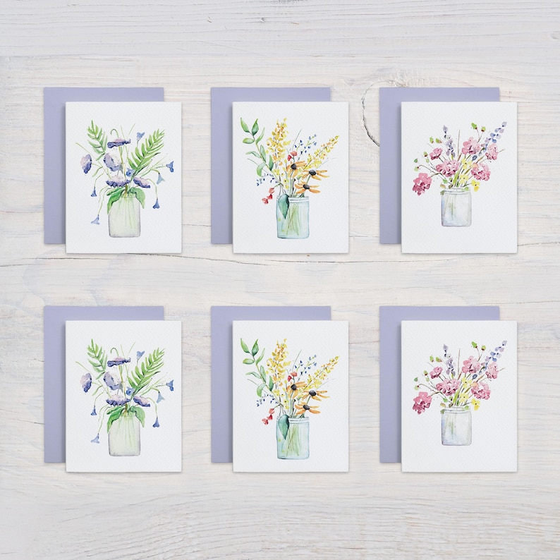 Wild Flower Note Cards - Floral Stationery Set - Handmade Artistic ...