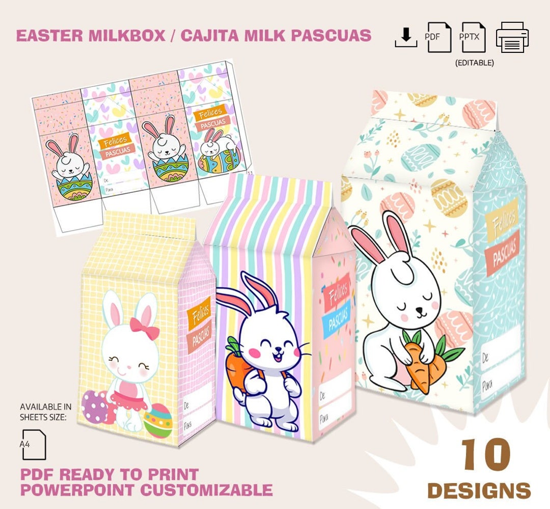 10 Easter Milk Box Molds, Easter Milkbox, Editable Easter Milkbox ...