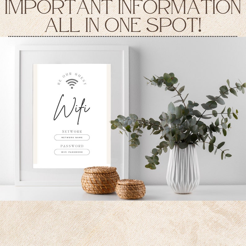 Airbnb Template Wifi Sign Wifi Password Sign Airbnb Welcome - Etsy
