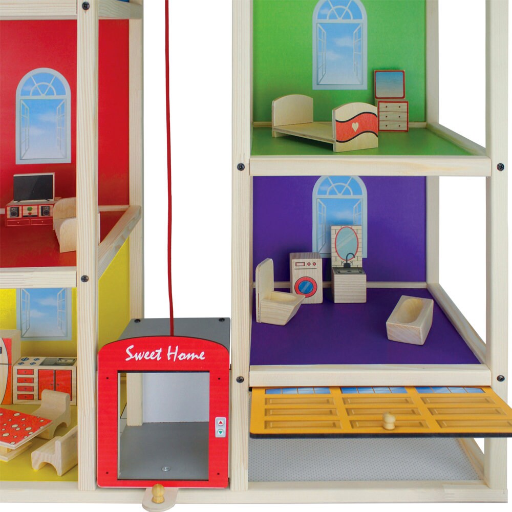 Wooden Dollhouse With Elevator - Etsy