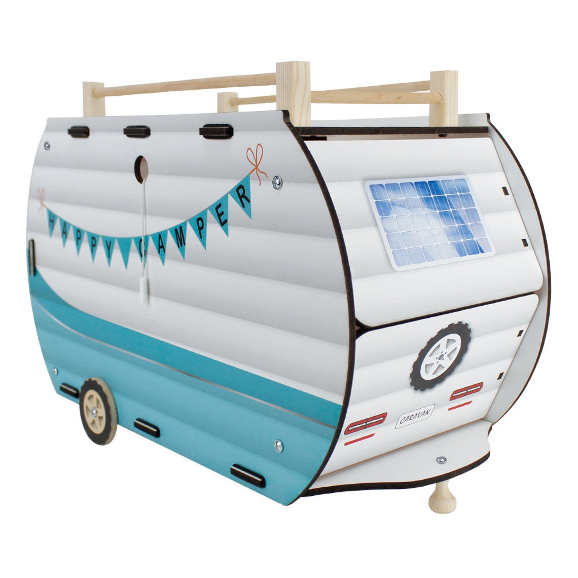 Wooden Rv Dollhouse With Led, Wooden Caravan Play Set With Led, Wooden ...